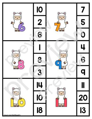 Llama Clip Cards Numbers 0 to 20 - Number Recognition With Practice ...