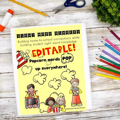 Popcorn Sight Word Binder by Jane's Journey in Primary | TPT