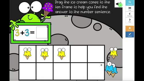 Adding to 10 Using Ten Frames- Digital Math Addition Center - Boom Cards