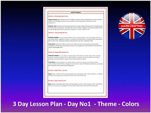 3 Day Lesson Plan. Colors - Shapes - Animals by LearnCrafters Mechandise