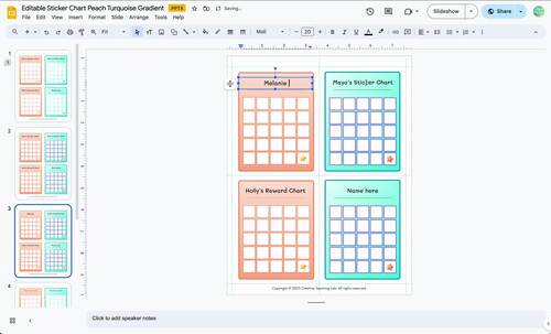 Editable Sticker Reward Chart for Positive Behaviour and Classroom Goals