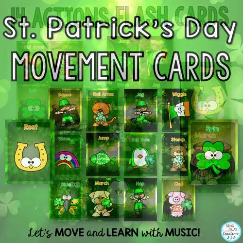 St. Patrick's Day Movement Action Cards, Brain Break Activity, Transitions