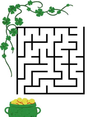 St. Patrick's Day Maze Puzzle Worksheets for Early Finishers in March