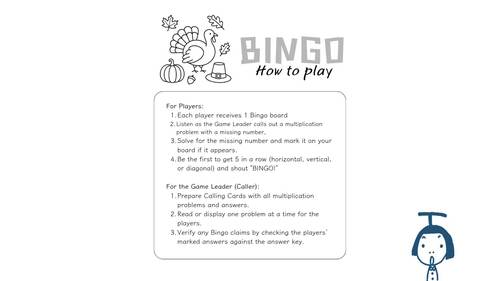 Thanksgiving Division & Multiplication Bingo | Math Game up to 12×12 by ...