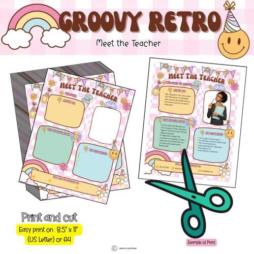 Meet the Teacher Groovy Retro Pastel Party Template, Classroom Decor ...