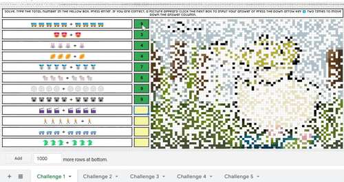 Pixel Art Math Google Sheets | Addition with Pictures | Editable | 5 Images