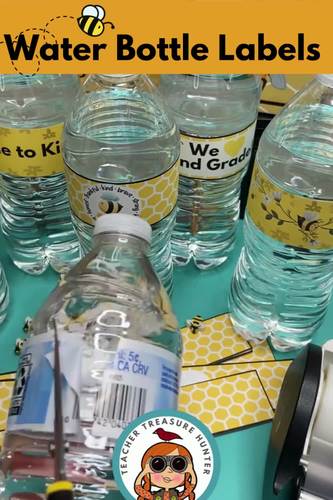 Bee Water Bottle labels for back to school, orientation, open house