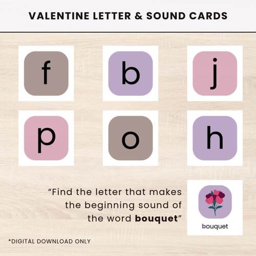 Valentine - Letter & Sound Cards by Jordan Blaska | TPT