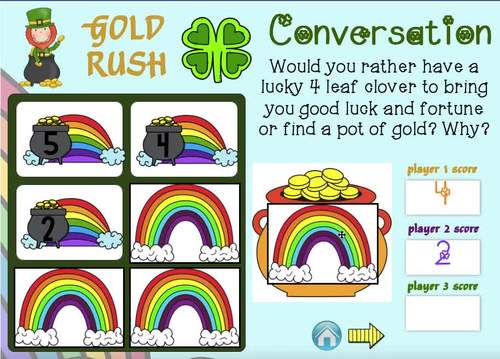 Gold Rush St. Patrick's Day Speech Conversation Game Boom Cards by ...