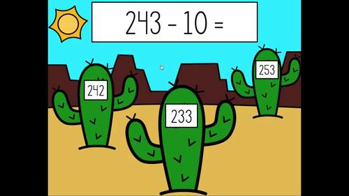 Subtracting 10 or 100 2nd Grade Mental Math Practice for Google Slides