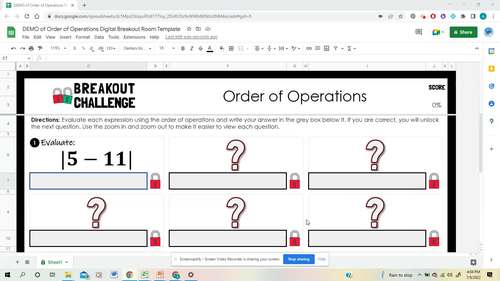 Order of Operations DIGITAL Breakout Challenge Activity by Math by the ...
