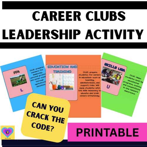 Career leadership team game activity Middle & High School Grades 7-12