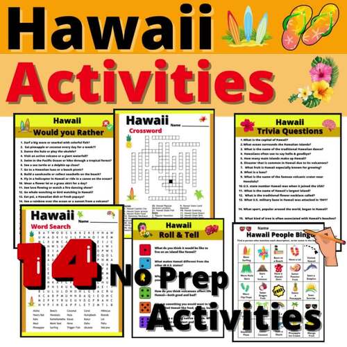 Hawaii Activities Packet Trivia Lessons Sub Plans Work Resources by ...