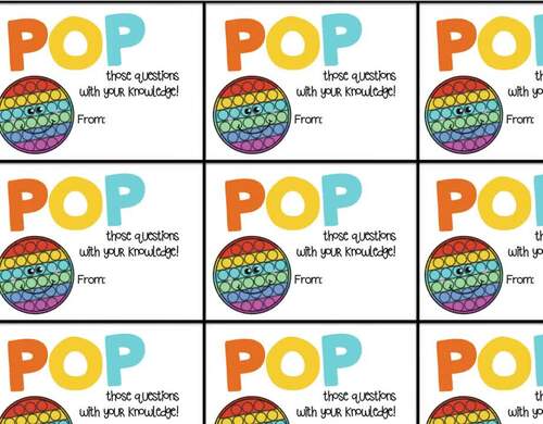Pop It / Push Pop Fidget Toy Testing Motivation Treat Tag | TPT