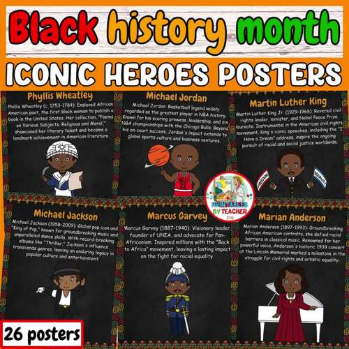 Black history month Bulletin Board Famous black figures Poster Set ...