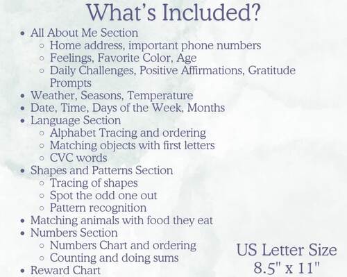 Preschool Morning Menu | Homeschool Curriculum Printable | Kindergarten