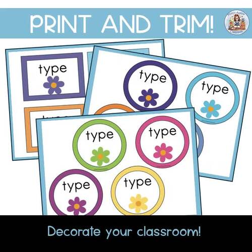 Classroom Décor- Editable Classroom Supply Labels, Bright Daisy Theme
