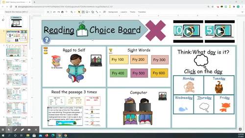 First Grade Digital Reading Choice Board Q4 Week2 by Primary Digital ...