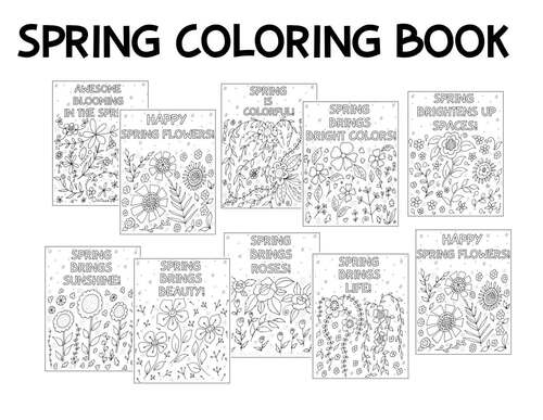 Spring Flowers Coloring Book for Kids, Floral Coloring Book, Botanical ...