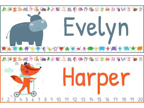 Student Desk Plates, 30 Printable/Editable Cute/Funny Animal Classroom ...