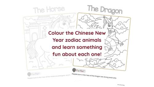 Chinese New Year Zodiac Animals Colouring Pages with Fun Facts | TPT