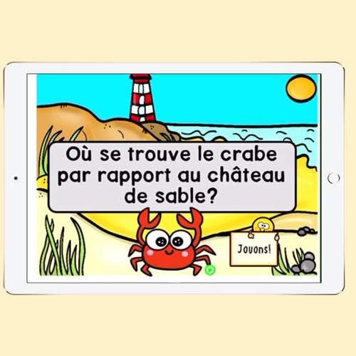 Prépositions de lieu à la plage Cartes Boom | La grammaire française