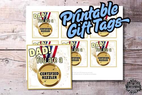 Certified Rizzler | Funny Father’s Day Printable Gift Tags | TPT