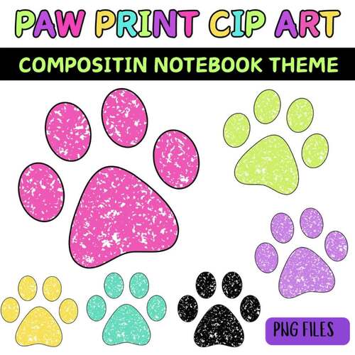 Paw Print Composition Notebook Classroom Door Clip Art Letters - Animal