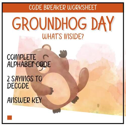 Groundhog Day Codebreaker Worksheet for Elementary, Groundhog Day Activity