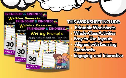 Kindness and Friendship Opinion Prompt Writing Activities 4th,5th,6th ...