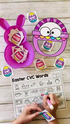 Easter CVC Words - CVC Word Activities - Matching CVC Words to Pictures