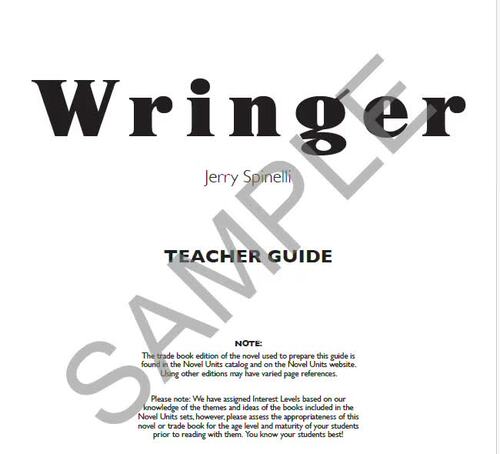 Wringer Novel Units® Teacher Guide Novel Study | TPT
