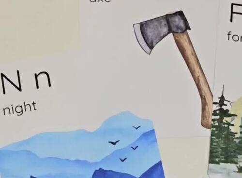 Camping Alphabet Flashcards, Summer Camp, Forest School, Summer School