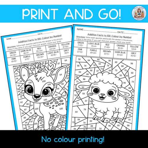 Color by Number Christmas 3rd Grade and 4th Grade Addition Bundle