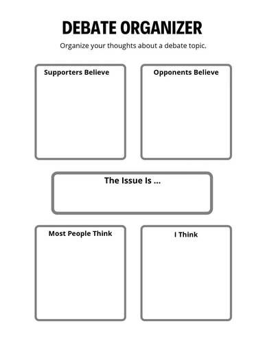 Debate / Discussion Topics. Cards. Speaking. Organizer. Class debate ...