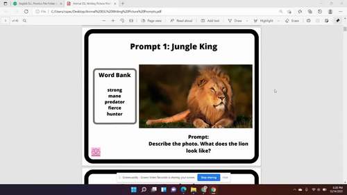 Writing Speaking Animal Picture Prompts ESL ESOL ELD Language Practice