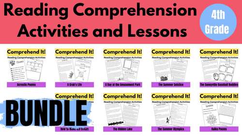4th Grade Reading Comprehension Activities and Lessons BUNDLE | TPT