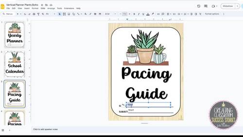 Vertical Teacher Planner for Three Preps, Boho Plants, Digital & Printable