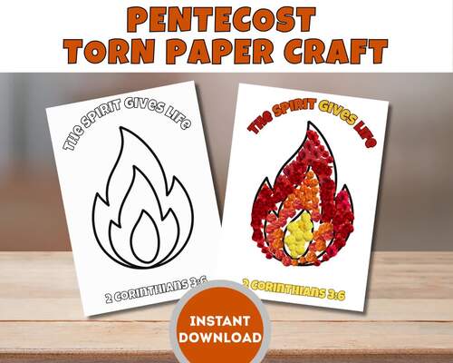 Pentecost Torn Paper Craft Holy Spirit Bible Activity Sunday School Craft