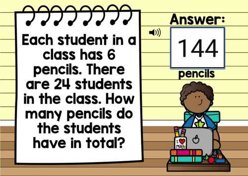 2 Digit by 1 Digit Multiplication Word Problems Math Boom Cards & Task ...