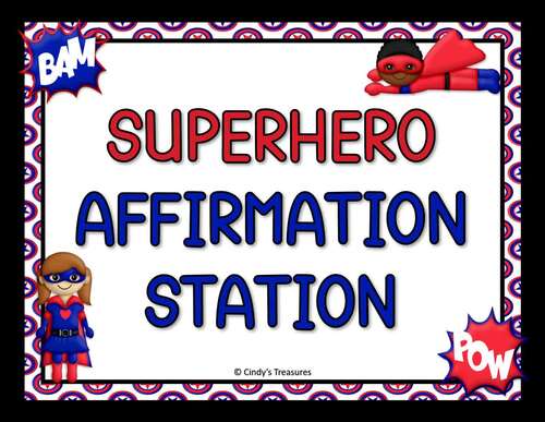 Superhero Theme Affirmation Station *Editable* by Cindy's Treasures