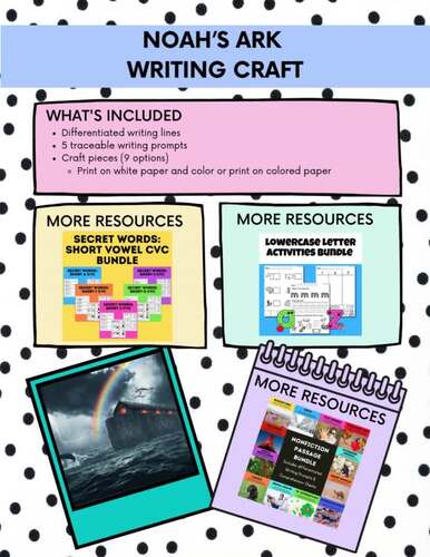 Noah's Ark Writing Craftivity - Writing Prompts & Bible Story Craft ...