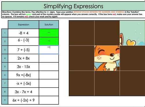Simplifying Expressions | Self Checking Algebra Review Print & Digital ...
