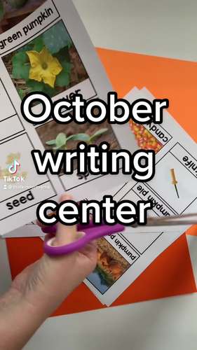 October Writing Center Real Pictures for Kindergarten First Grade