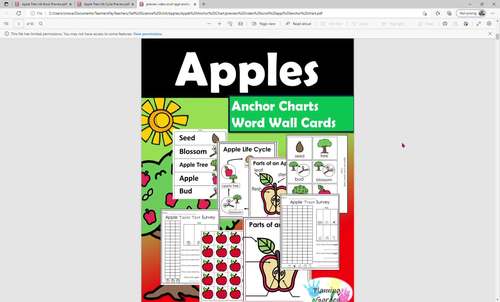 Apple Life & Parts: Anchor Charts & Word Wall Vocab by Planning Garden