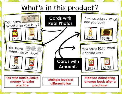 Counting Money Task Card Activities: Grocery Store by Teach Love Autism