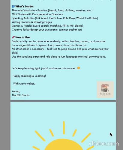 The ESL Summer Activity Book for Kids Ages 7–9 Printable PDF by Karina ...