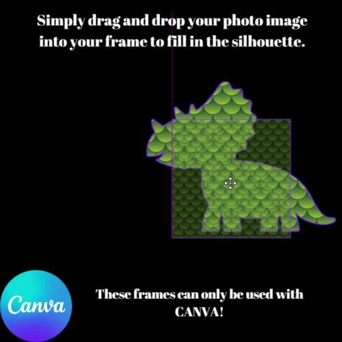 Canva Frames-CARTOON DINOSAURS-10 Editable Drag & Drop Silhouette Frames