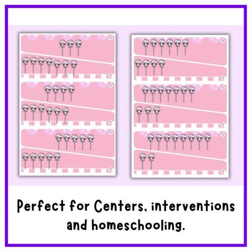 Making 10 Flashcards for Math Centers (pink candyland) by 123Miss Poppins