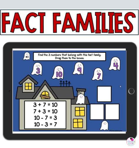 Fact Families - Halloween Math - Addition and Subtraction - Boom Cards™